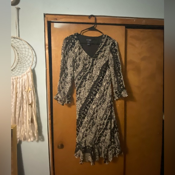 Eva Blue | Dresses | Mixed Print Dress Long Sleeve | Poshmark